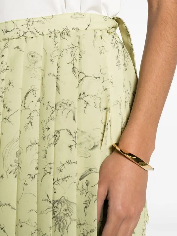 Fabiana Filippi Graphic-print Pleated Midi Skirt - Green