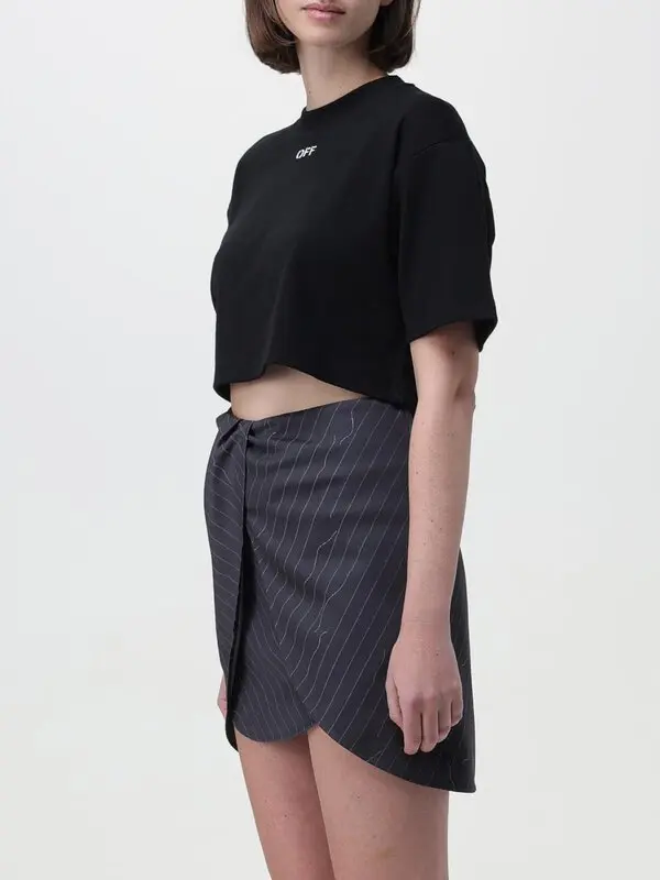 Off-White Off" Logo Cropped T-shirt - Black