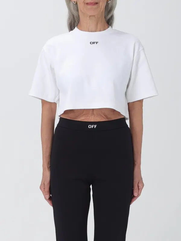 Off-White Off" Logo Cropped T-shirt - White
