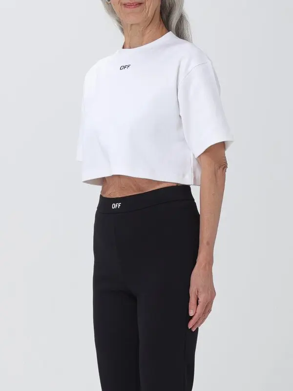 Off-White Off" Logo Cropped T-shirt - White
