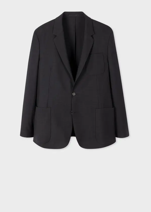 Paul Smith A Suit To Travel In Charcoal Wool-twill Patch-pocket Blazer