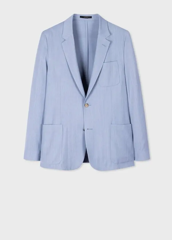 Paul Smith Light Overdyed Pinstripe Patch Pocket Blazer - Blue