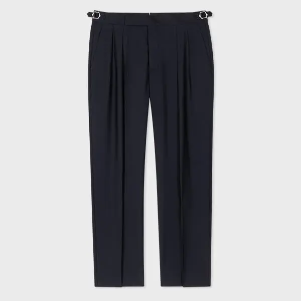 Paul Smith Wool-mohair Double-pleat Trousers - Blue