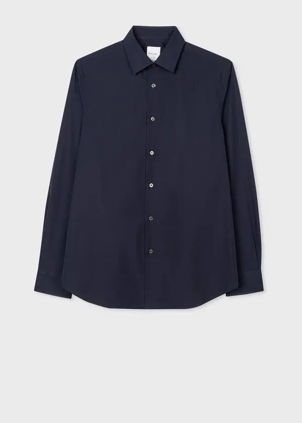 Paul Smith Tailored-fit Navy Cotton 'signature Stripe' Cuff Shirt - Blue