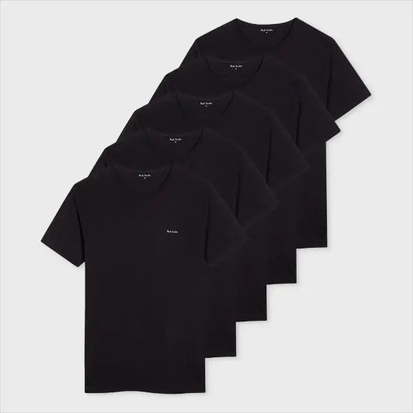 Paul Smith Organic Cotton Lounge T-shirts Five Pack - Black