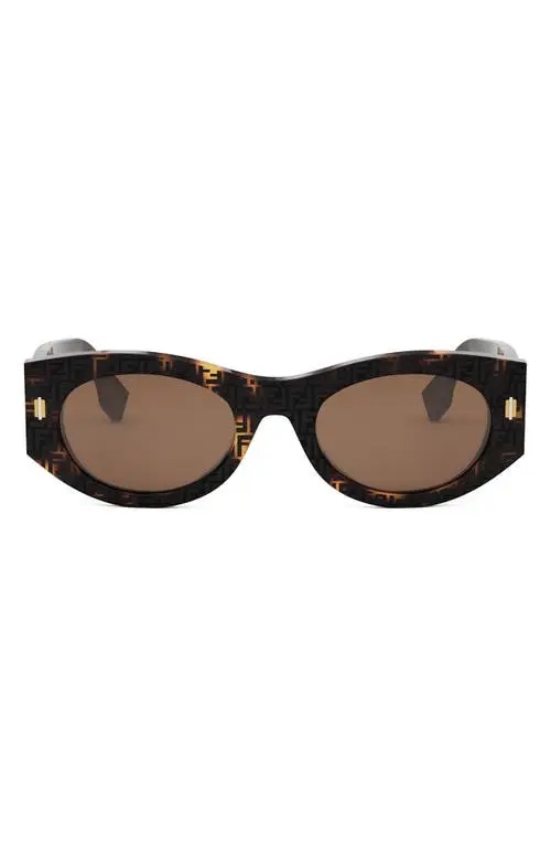 Fendi Roma 52mm Oval Sunglasses - Havana / Brown