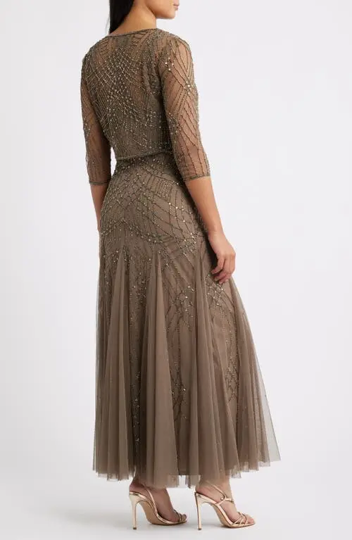 Buy Pisarro Nights Beaded Gown With Jacket - Mocha 228 At 25% Off |  Editorialist