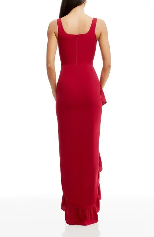 Dress The Population Charlene Ruffle Gown - Garnet