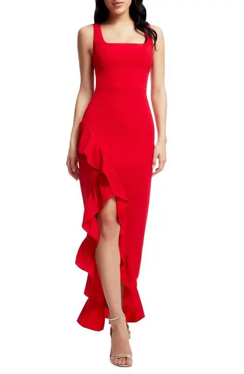 Dress The Population Charlene Ruffle Gown - Rouge