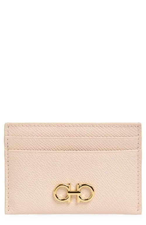 FERRAGAMO Gancini Leather Card Case - Ballet/macaron