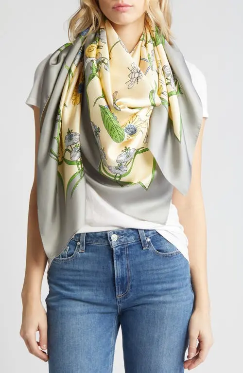 Tory Burch Field Convo Oversize Wool Blend Square Scarf - Gray