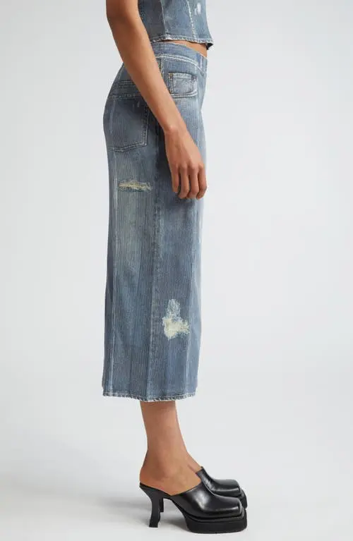 Acne Studios Etty Denim Trompe L'oeil Cotton Midi Skirt