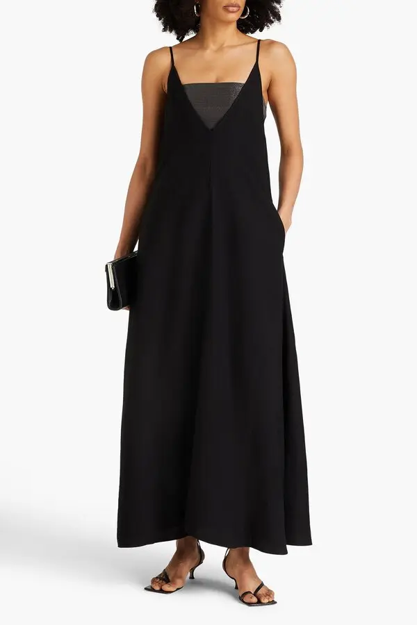 Brunello Cucinelli Bead-Embellished Twill Maxi Dress In Black - 70% Off |  Editorialist