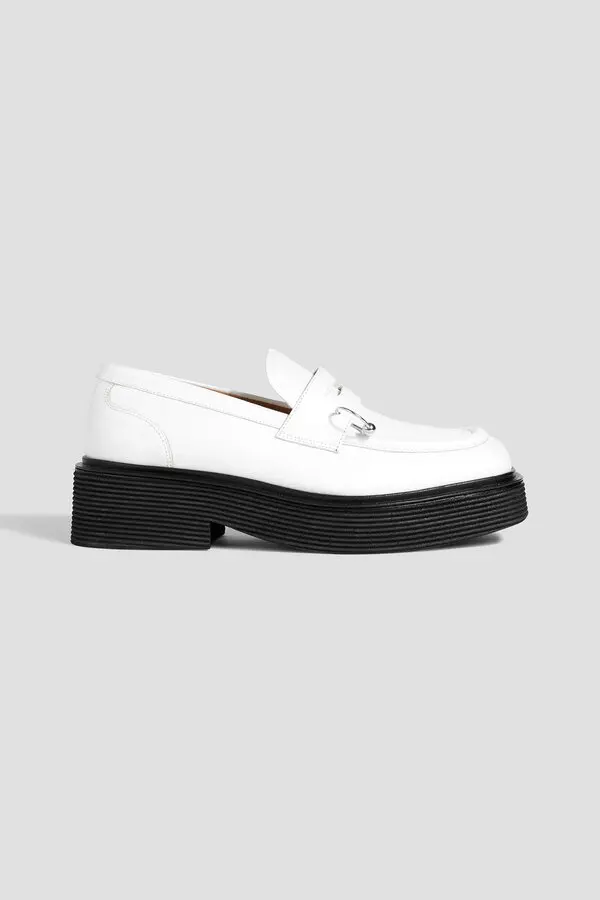 Marni Embellished Leather Platform Loafers