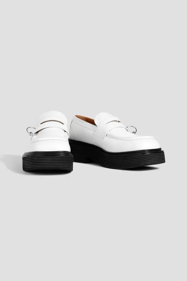 Marni Embellished Leather Platform Loafers