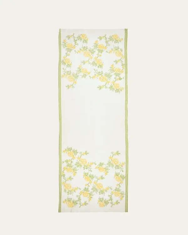Janavi Colorful Floral Merino Wool & Silk Scarf - Ivorygreen