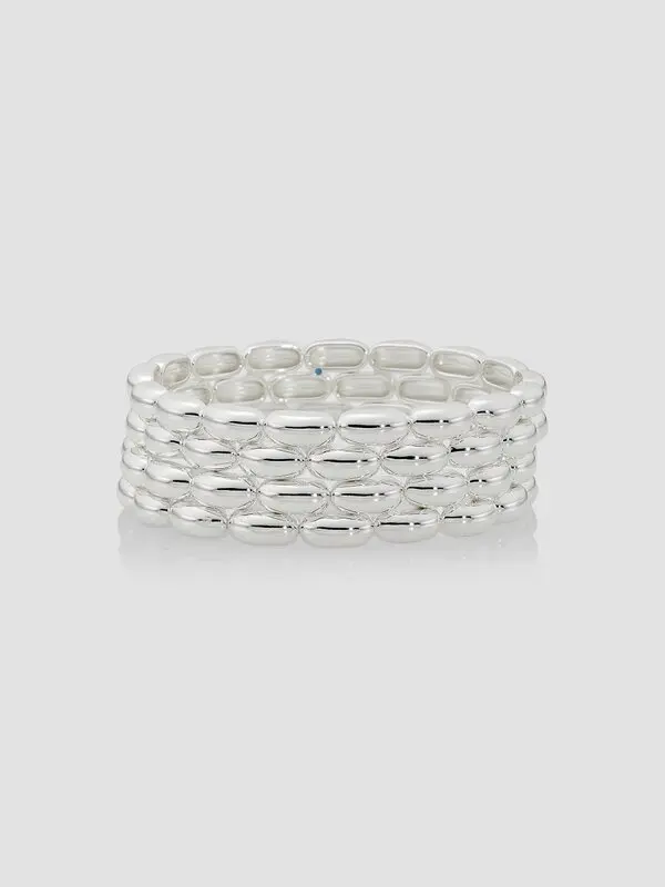 ROXANNE ASSOULIN Pillow 2-piece Goldtone Stretch Bracelet Set - Bright Silver