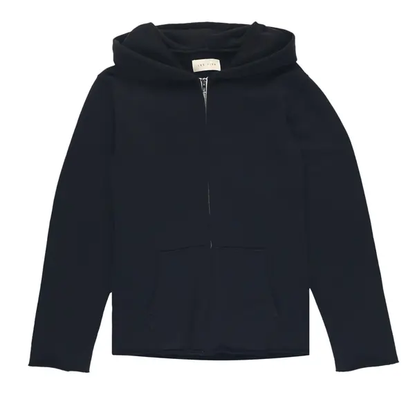 LES TIEN Raw Zip Up Hoodie - Black