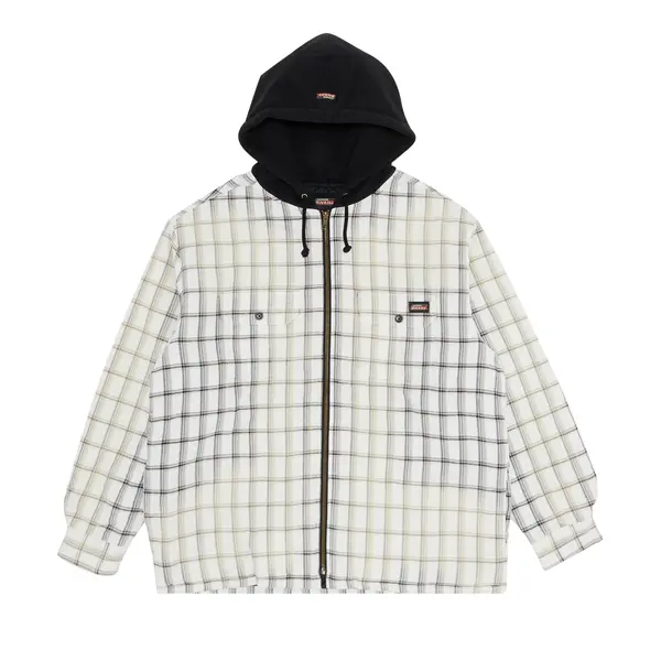 Supreme X Dickies Plaid Hooded Zip Up Shirt - White