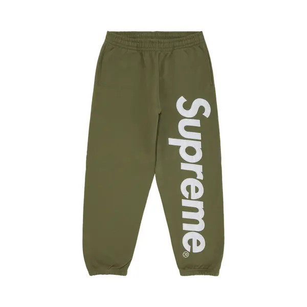 Supreme Satin Appliqué Sweatpant 'light Olive - Green
