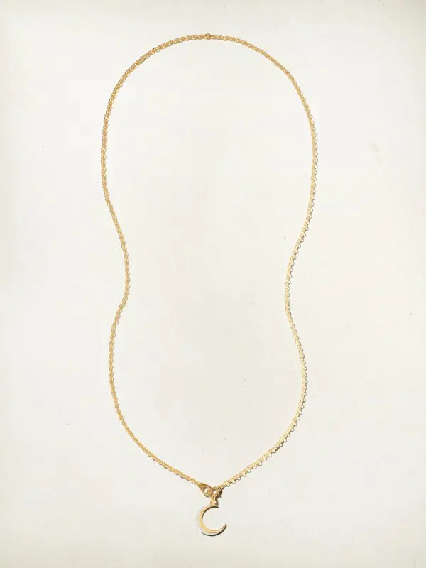 FOUNDRAE Medium Belcher Sister Hook Crescent Diamond Necklace