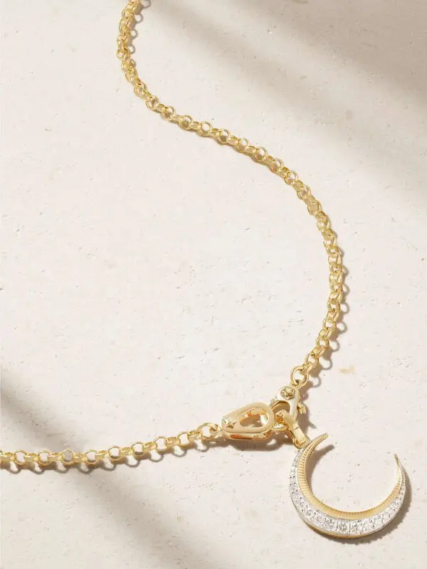 FOUNDRAE Medium Belcher Sister Hook Crescent Diamond Necklace