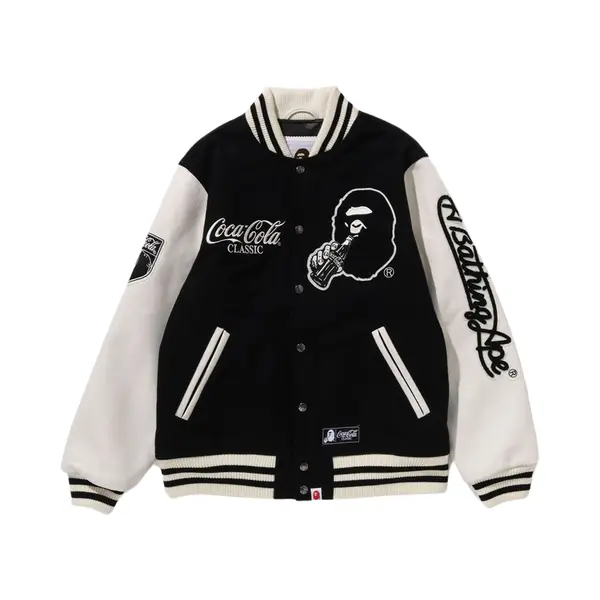 A BATHING APE X Coca-cola Varsity Jacket - Black