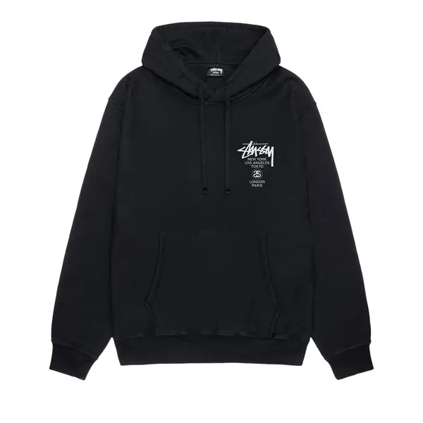 StÜssy World Tour Pigment Dyed Hoodie - Black