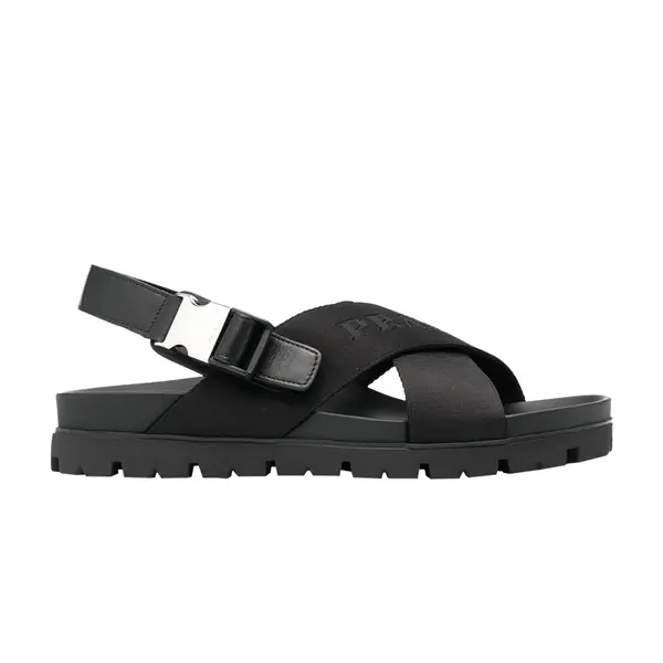 Prada Crisscross Buckle Sandal - Black