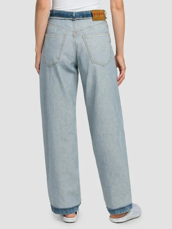 Marni Two-toned Wide-leg Jeans - Azure