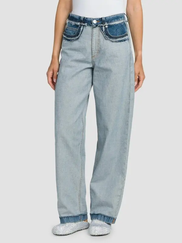 Marni Two-toned Wide-leg Jeans - Azure