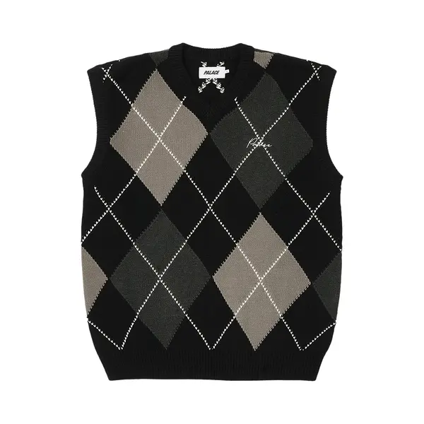 PALACE Argyle Knit Vest - Black