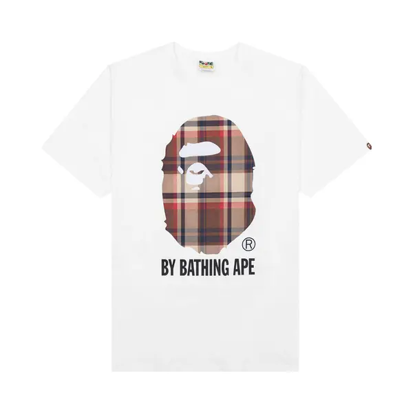 A BATHING APE Check Bathing Ape Tee /red - White