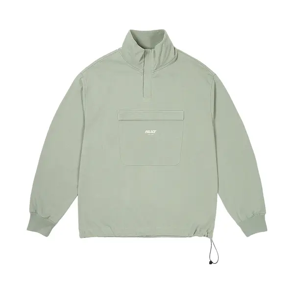 PALACE 1/4 Zip Washed Funnel 'jade - Green