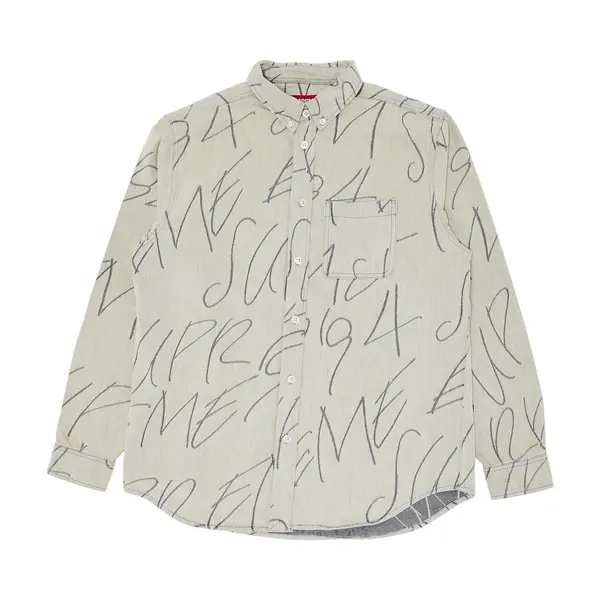 Supreme Handwriting Jacquard Denim Shirt 'dirty - Cream