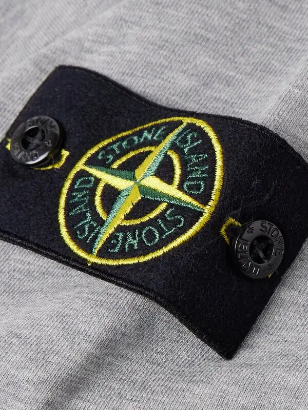 Stone Island Logo-appliquéd Garment-dyed Cotton-jersey Sweatshirt - Gray