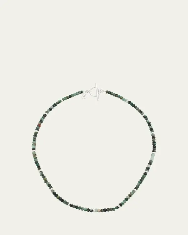 JAN LESLIE And Sterling Silver Beaded Necklace - Emerald