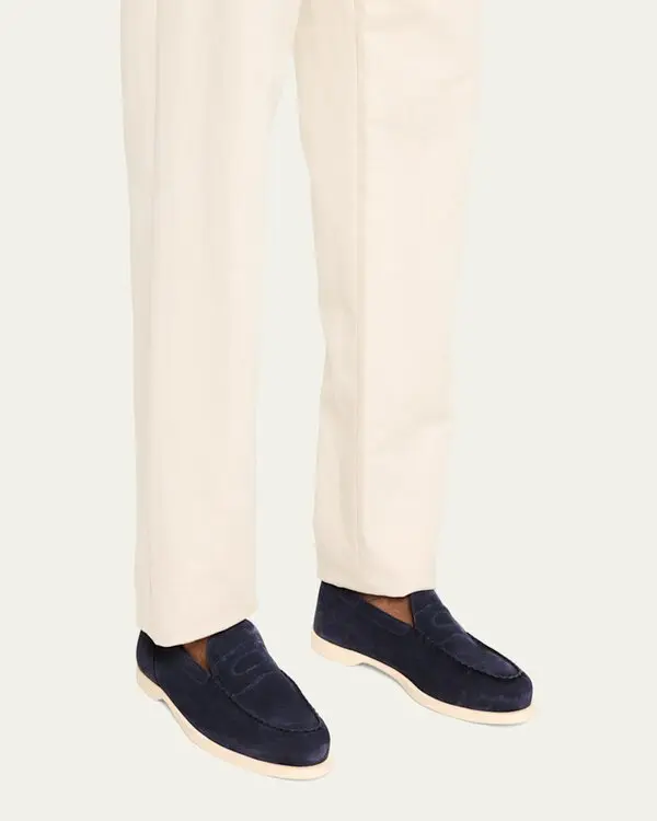 John Lobb Pace Suede Loafers - Navy