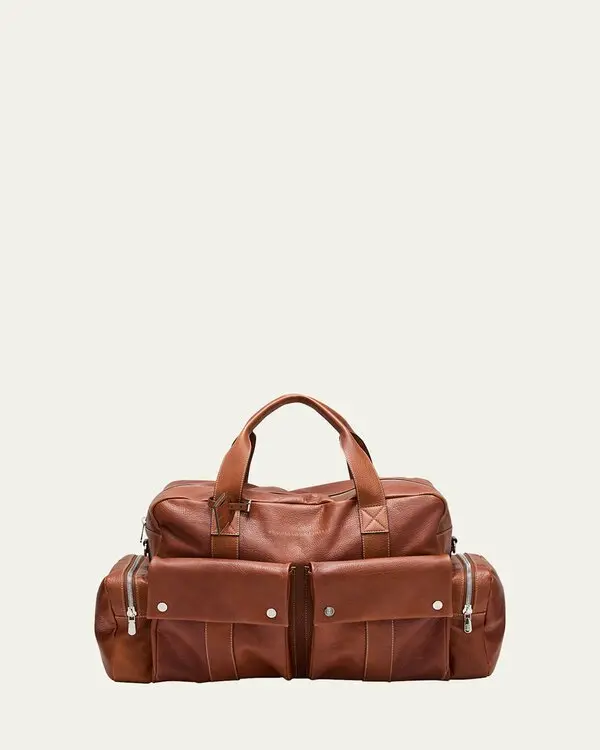Brunello Cucinelli Grained Calfskin Duffle Bag - Copper