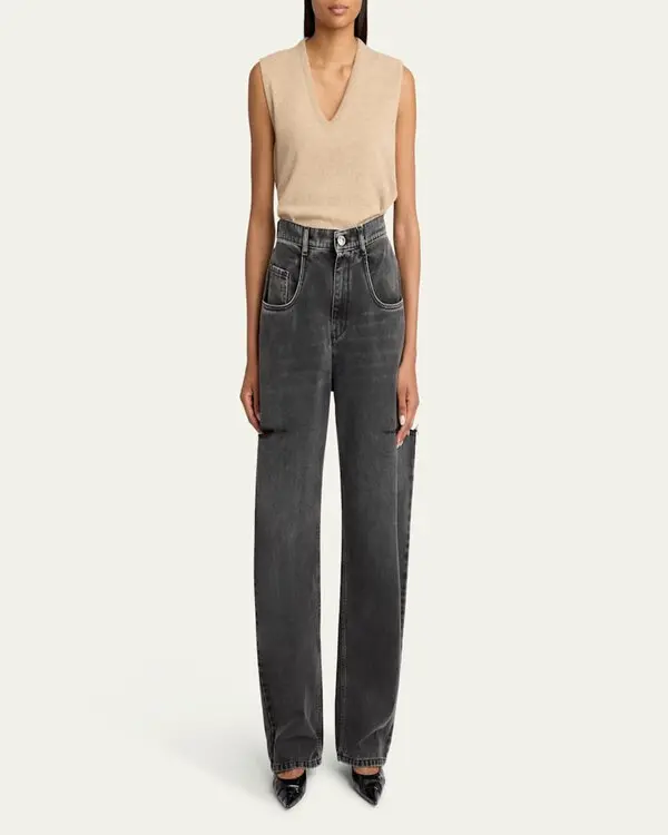 MAISON MARGIELA Slit Denim Pants - Black/deni
