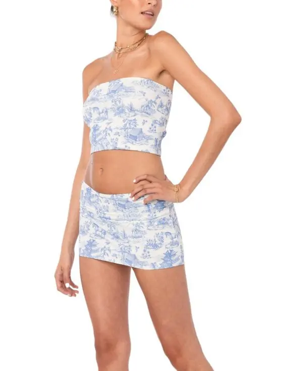 EDIKTED Delft Print Strapless Top