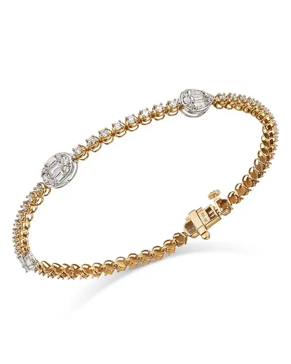 Bloomingdale'S Diamond Station Tennis Bracelet - White/gold