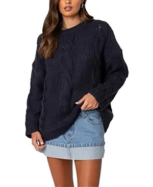 EDIKTED Alene Cable Knit Sweater
