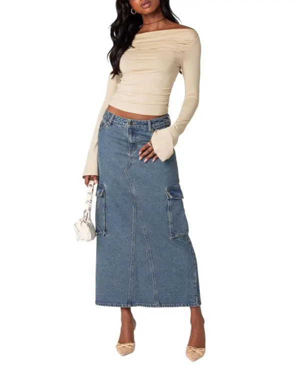 EDIKTED Dana Gathered Top - Cream
