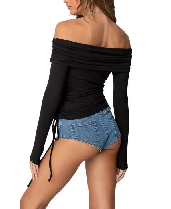 EDIKTED Gathered Fold Over Top - Black