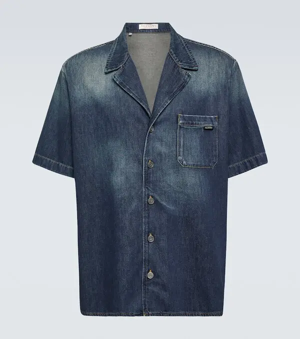 Valentino Garavani Chambray Bowling Shirt - Blue