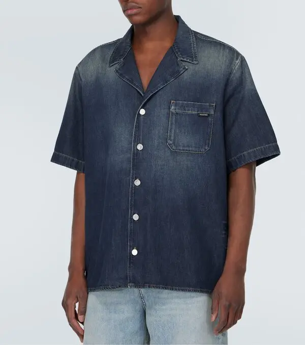 Valentino Garavani Chambray Bowling Shirt - Blue