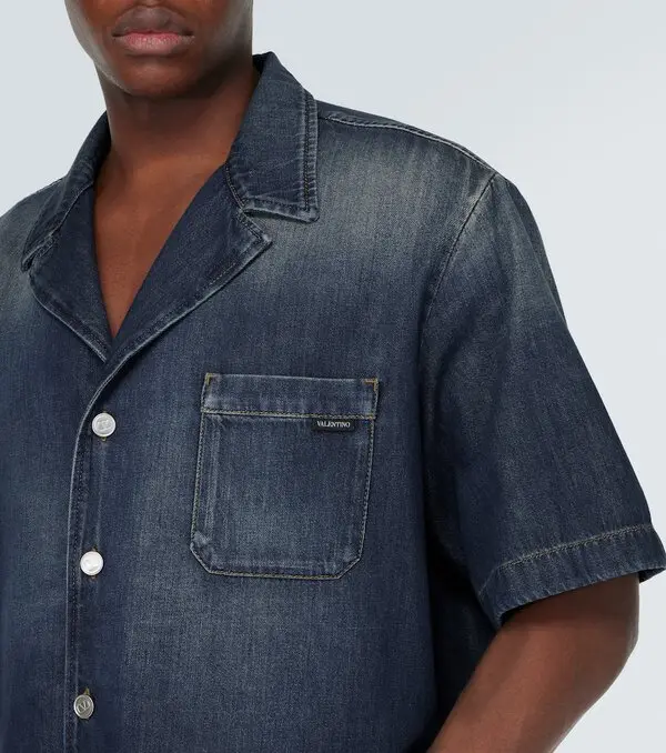 Valentino Garavani Chambray Bowling Shirt - Blue