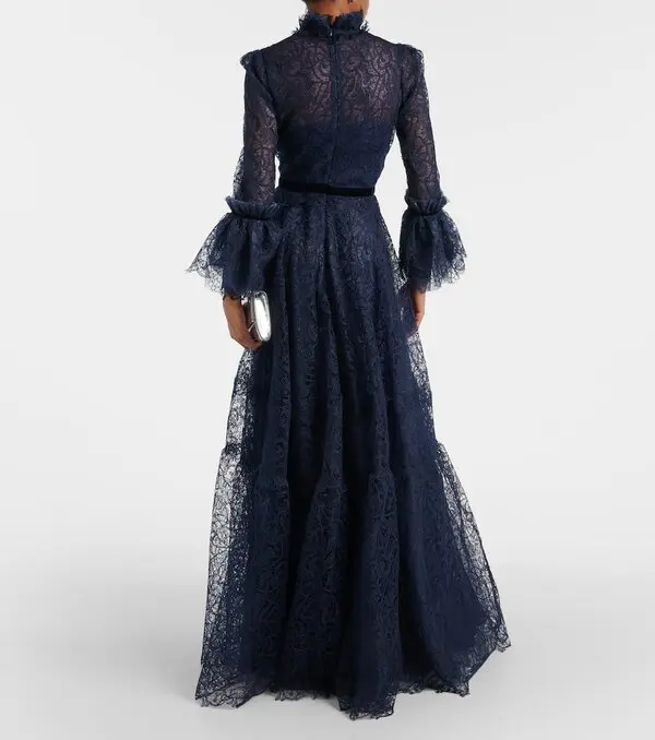 Costarellos Ruched Lace Gown