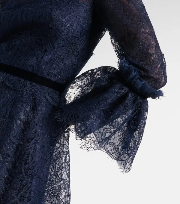 Costarellos Ruched Lace Gown
